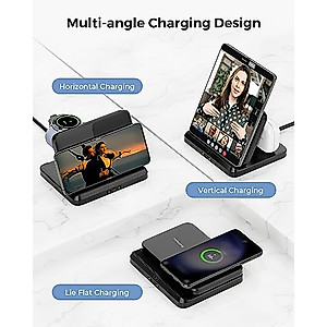 Charging Station for Samsung 3 in 1 Foldable Wireless Charger Fast Charger Dock Stand for Galaxy Z Fold 4/3, Z Flip 5/4/3, S23/S22/S21/S20, Note20/10 Ultra, Watch 5 Pro/5/4/3/Active, Buds+/2/Pro/Live