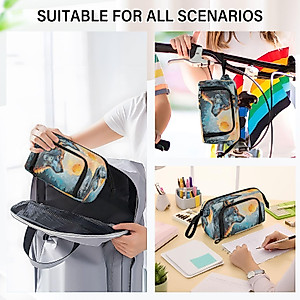 SUABO Big Capacity Pencil Case Oil Print Wolf Forest Pouch Pen Case Pencil Box Stationery Bag Makeup Bag Office Organizer for Adults