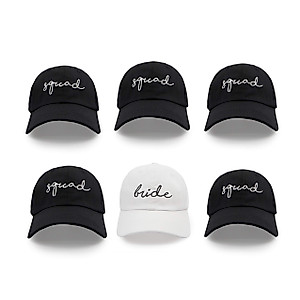 Erying Bride Squad Baby Bachelorette Party Hats, 6 Pack Perfect Bride Bachelorette Hats for The Bride Squad Baseball Trucker Hats (Black)