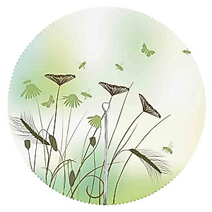 Lirduipu Butterfly Pattern Round Outdoor Tablecloth,Round Tablecloth with Umbrella Hole and Zipper for Patio Garden,Waterproof Spill-Proof,for Patio Table with Umbrella Hole(72" Round,Green)