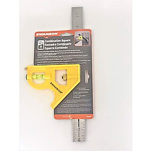 Swanson Tool Co TC131 12 inch Combo Square with Stainless Steel Rule, Inches/Metric Marks, Brass Bolt and Composite Body