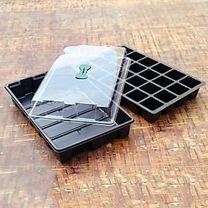 Happyyami 4 Sets 24 Plug Plant Trays Tray Kits Propagation Tray Germination Dome Germination Trays Supplies Starter pots Pot Trays Micro Greens Plant Germination Tray Organic Planter