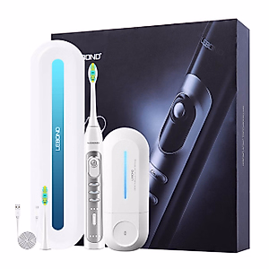 Sonic Electric Toothbrushes with Charging Case & Travel Case, LEBOND USB Inductive Rechargeable Electric Toothbrush with 3 Modes, Smart Timer and 2 Replacement Heads for Kids and Adults