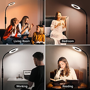 SOVELA LED Floor Lamp, Standing Lamp with Touch Control, 12W 1000LM 1800K-6000K 6 Brightness Adjustable Tall Lamp with Timer Memory, Modern Dimmable Floor Lamps for Living Room Bedroom Office, Black