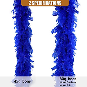 FeelfunFeather Blue Chandelle Turkey Feather Boa 2 Yards 45g for DIY Craft Wedding Party Dancing Concert Halloween Christmas Costume Home Decoration