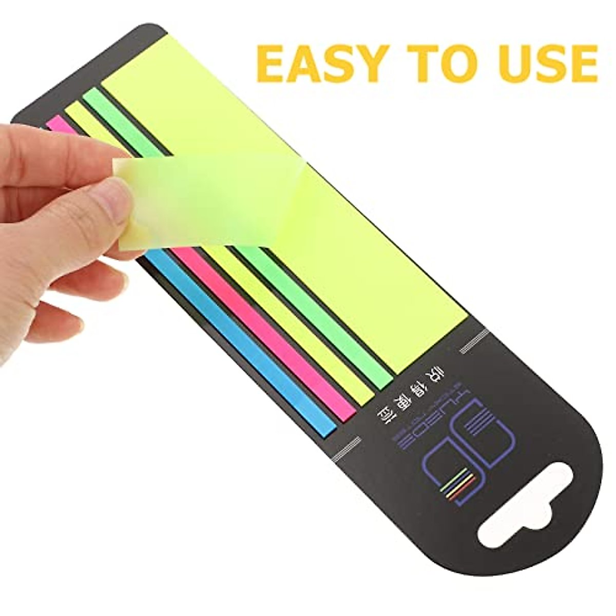 Tofficu 2 Boxes Sticky Note Pads Set Long Page Markers Index Tabs Colored Bookmarks Fluorescence Page Marker Style 2
