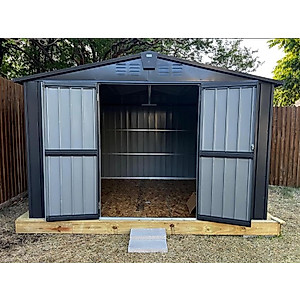 Domi Outdoor Storage Shed 10'x8', Metal Sheds Outdoor Storage with Lockable Doors & Air Vents for Patio Garden Lawn Backyard,Gray