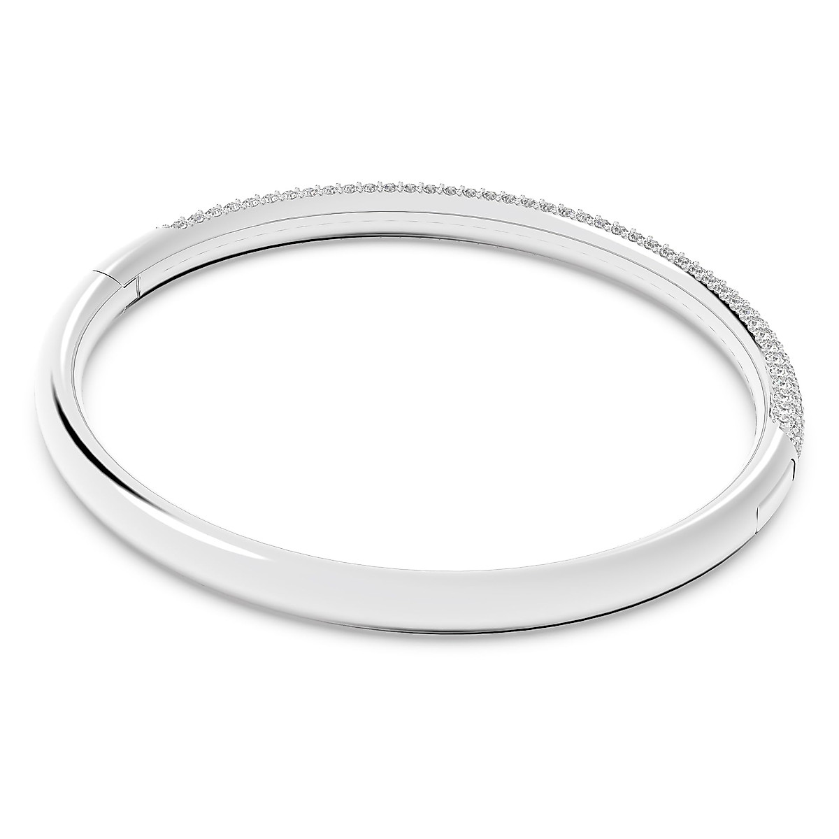 SWAROVSKI Dextera Women's Bangle Bracelet, Medium Bracelet with Clear Crystal Pavé on a Rhodium Finished Band with Hinge Closure