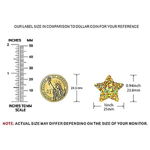 Fiercy 1 inch Gold Star Stickers with Glitter Holographic Pattern, 500 pcs Sparkling Self-adhensive Label Roll, Star Stickers for Personal and Business Use