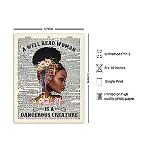 African American Wall Art - Classroom Decor - Never Underestimate a Girl With a Book - Black Woman Poster - African American Girl Women, Black Women - Motivational Wall Decor - Black Art