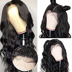 Body Wave Lace Front Wigs Human Hair 13x4 HD Lace Frontal Wig 18 inch Pre Plucked With Baby Hair 150% Density Brazilian Virgin Human Hair Lace Front Wigs for Black Women Glueless Natural Black 18inch