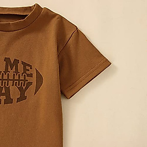 Funny Newborn Infant Baby Boy Girl Game Day Vibes Football Bodysuit Romper+Shorts Set Clothes Outfits 2Pcs (Brown, 0-6 Months)