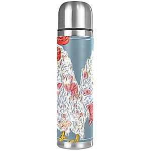 Stainless Steel Leather Vacuum Insulated Mug Chicken Thermos Water Bottle for Hot and Cold Drinks Kids Adults 16 Oz