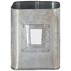 Colonial Tin Works Metal Four Tin Organizer with Handles, 9” x 9” x 5½”, Galvanized Gray Green Rust