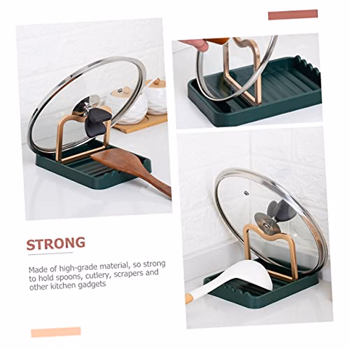 Angoily 2pcs Collapsible Shelf Pan Lid Holder Spoon Rest Holder Spoon Rest Kitchen Counter Pan Lid Rack Pot Lid Organizer Silicone Spoons Spatula Holder Plastic Kitchen Rack Storage