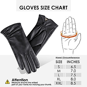Womens Winter Leather Touchscreen Texting Warm Driving Lambskin Pure Genuine leather Gloves Black Medium
