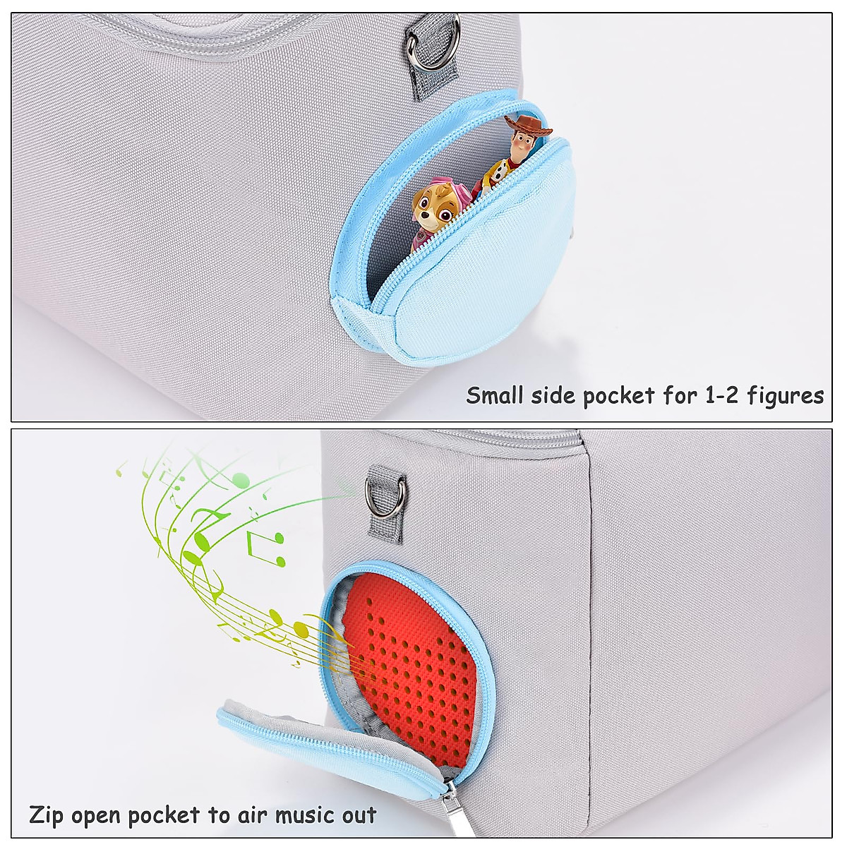 DDgro Toniebox Carrying Case - Convenient and Protective Travel Bag for Tonie box Audio Player Starter Set and Accessories (Grey, Large)