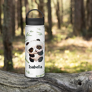 winorax Personalized Panda Water Bottle Just A Girl Who Loves Pandas Sport Bottles Insulated Stainless Steel 12oz 18oz 32oz Travel Cups Gifts for Panda Lovers Birthday Christmas Back To School