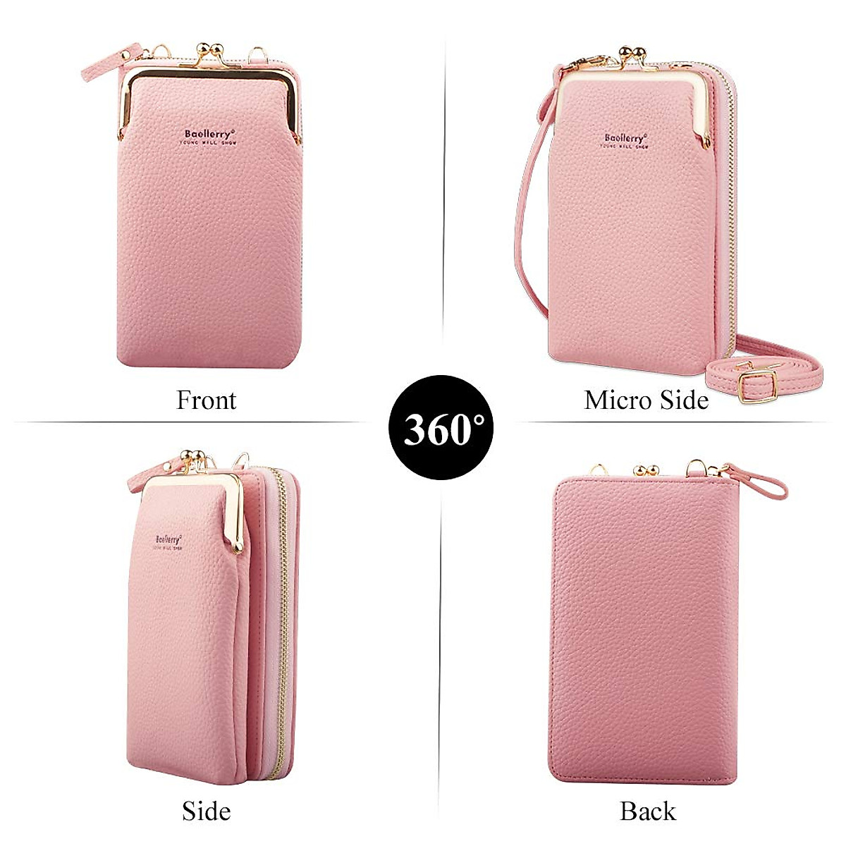 Small Crossbody Bags for Women Shoulder Handbags Clutch Mini Phone Purse Wallet with Adjustable Strap RFID Card Slots(Black)