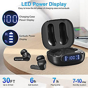 Mserim Wireless Earbuds, Bluetooth Earbuds, Clear Call Headphones with Microphone,IPX5 Waterproof Earphones,30 Hours Playtime, Voice Assistant, for iPhone Android PC Music Sport(Black)