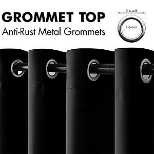 MIULEE Blackout Curtains Room Darkening Thermal Insulated Drapes Solid Window Treatment Set Grommet Top Light Blocking Curtain for Living Room/Bedroom 2 Panels 42 x 63 inch, Black