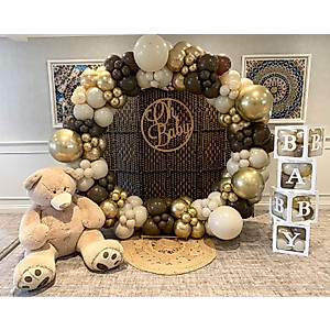 Beige Balloon Garland Arch Kit 132PCS Double-Stuffed Brown Nude Sand Chrome Gold Latex Balloons for Boho Teddy Bear Baby Shower Wedding Birthday Party Decoration