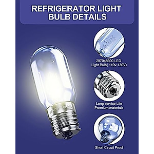 AXKJEVY Refrigerator Light Bulb 40 Watt 297048600 241552802 Compatible with Frigidaire Kenmore Whirlpool Electrolux KitchenAid Fridge Light Bulbs Replacement Freezer Bulb T8 E17 Lamp Light (3)
