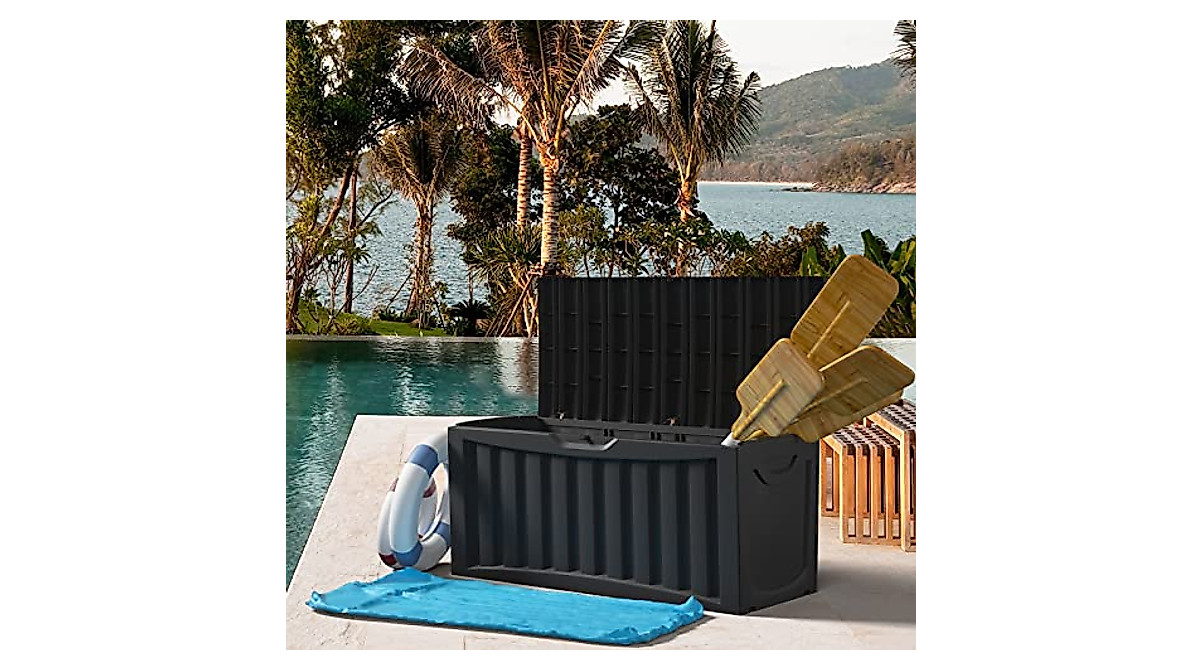 GOFLAME 90 Gallon Weatherproof Outdoor Deck Storage Box