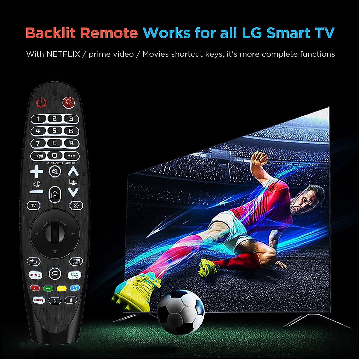 Universal Backlit Remote Control for All LG Smart TV Magic and Infrared Remote Compatible with All Models of LG TVs