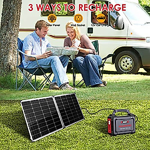 MARBERO Solar Generator 300W Portable Power Station 296Wh with 30W Solar Panel Included with DC, AC, USB A, USB C, Flashlights for Camping, Home, Outdoor, Office, School, Emergency