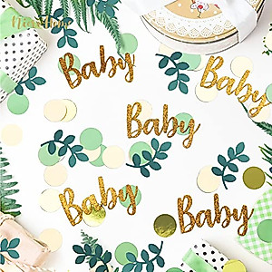 NICROHOME Greenery Baby Shower Confetti Decorations 50g, Eucalyptus Sage Green Paper Table Confetti for Gender Reveal Party Ideas
