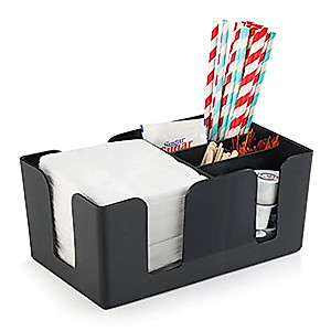 New Star Foodservice 48001 Plastic Bar Caddy Organizer with 6 Compartments, Black