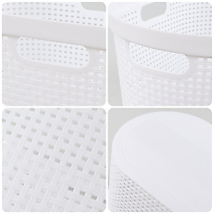 Teyyvn 4-Pack 40 L Large Plastic Laundry Hamper, Laundry Basket with Cutout Handles, White