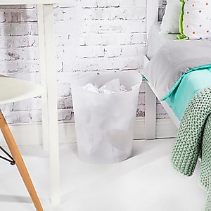 JOEY'Z 3 Gallon Modern Oval Trash Can with Curved Rim - Clear, Plastic, Bathroom, Bedroom, Dorm Room, Kitchen, Office Use