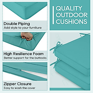 LOVTEX 19x19 Outdoor Chair Cushions Set of 2, Waterproof Patio Cushions for Outdoor Furniture with Removable Cover, Thick Outdoor Seat Cushions for Chairs with Straps and Portable Handle(Teal)