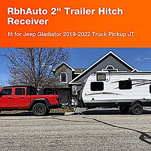 RbhAuto 2" Trailer Hitch Receiver, Class 3 Towing Hitch with Cover Kit fit, Hitch Extension for Jeep Gladiator 2019-2022 Truck Pickup JT