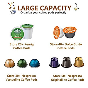 Coffee Pod Holder with Bamboo Lid, Clear K Cup Holder Kcup Vertuo Organizer 80-Ounce, Coffee Filter Holder, Keurig Pods Holder for Counter,Coffee Creamer Container Compatible with Nespresso Capsule