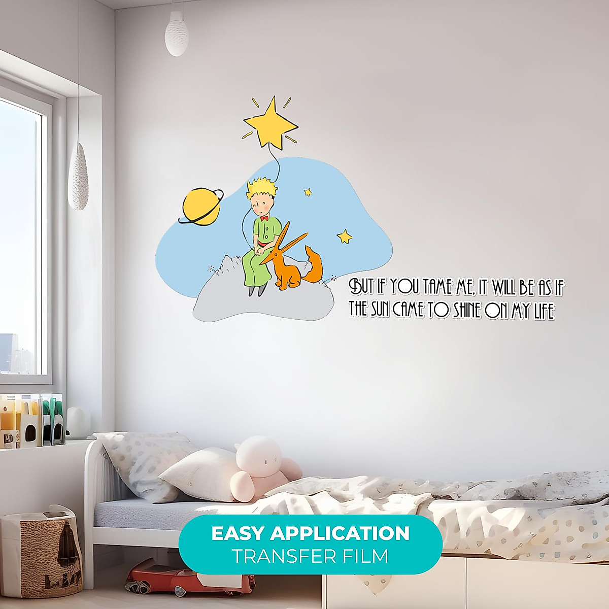EGD The Little Prince & Fox Kids Wall Decor | EGD X The Little Prince Series | Wall Decals | Wall Decal for Baby Girl & Boy | The Little Prince Gifts | Multiple Sizes Options (Wide 40"x 22" Height)