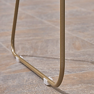 GDFStudio Outdoor Counter Stools, 26" Seats, Modern, Geometric, Light Brass Iron Frames with Ivory Cushion (Set of 2)