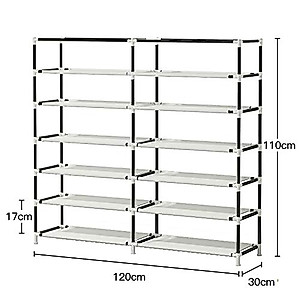 UDEAR Shoe Rack Portable 7 Tier Free Standing Shoe Organizer with Dustproof Cover Beige