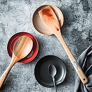 Spoon Rest Spoon Holder For Stove Top Ceramic Stove Spoon Holder For Kitchen Counter Spatula Holder Utensil Rest, Dark Black