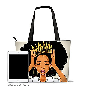 Tote Bag for Women Melanin Poppin Black History Month Shoulder Handbag Oxford Large Capacity Work Fit