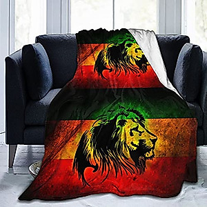 Throw Blanket Jamaican Lion Flag Ultra-Soft Micro Fleece Blanket for Couch Sofa Bed Living Room 50"X40"