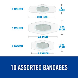 Nexcare Advanced Healing Waterproof Bandages, Assorted Sizes, 10 Count