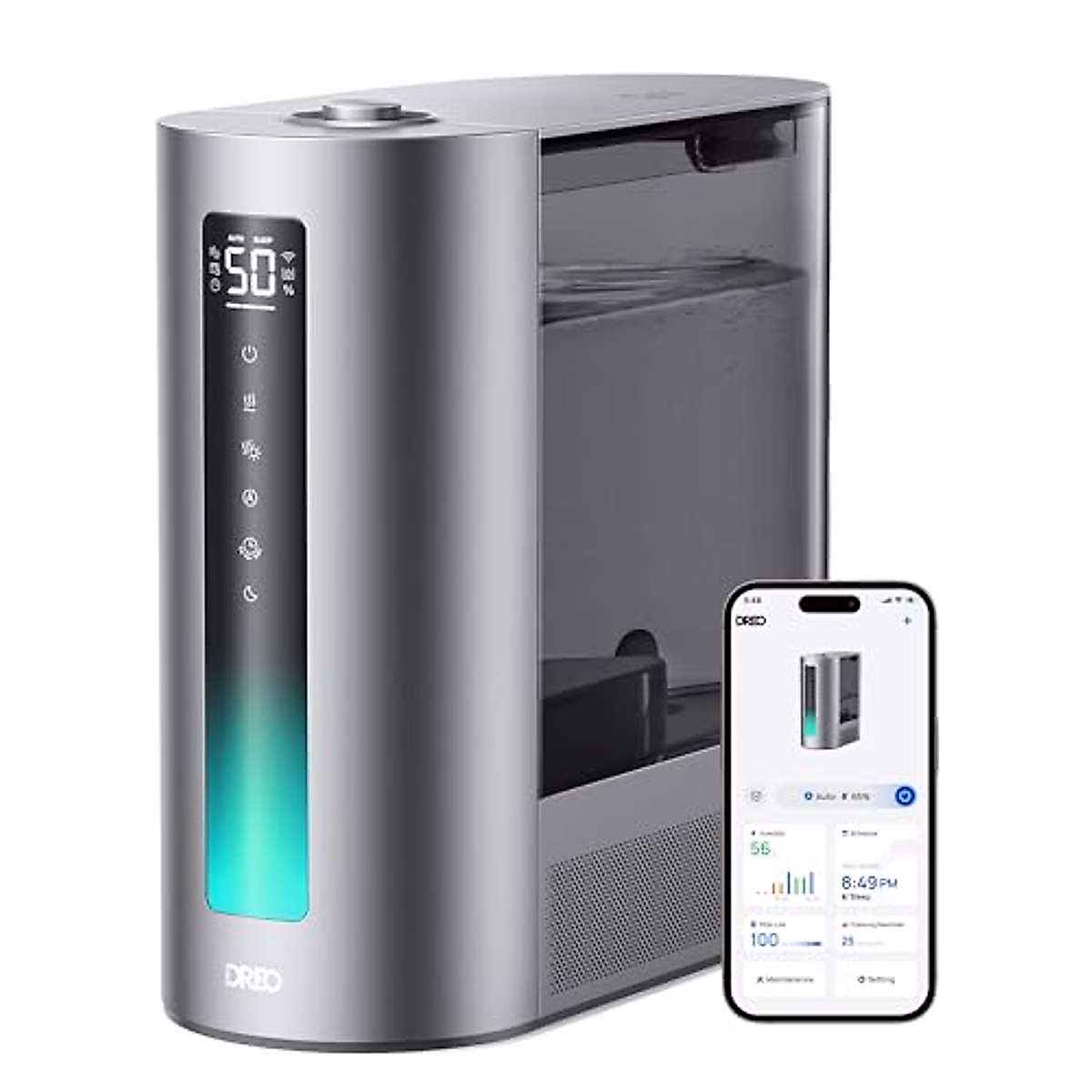 Dreo 6L Humidifiers for Bedroom, Smart Warm & Cool Mist for Large Room, 60Hr Quiet Runtime Ultrasonic Oil Diffuser for Baby, Plant, Humidity Sensor, Indicator Light, 12H Timer, Google/Alexa, HM713S