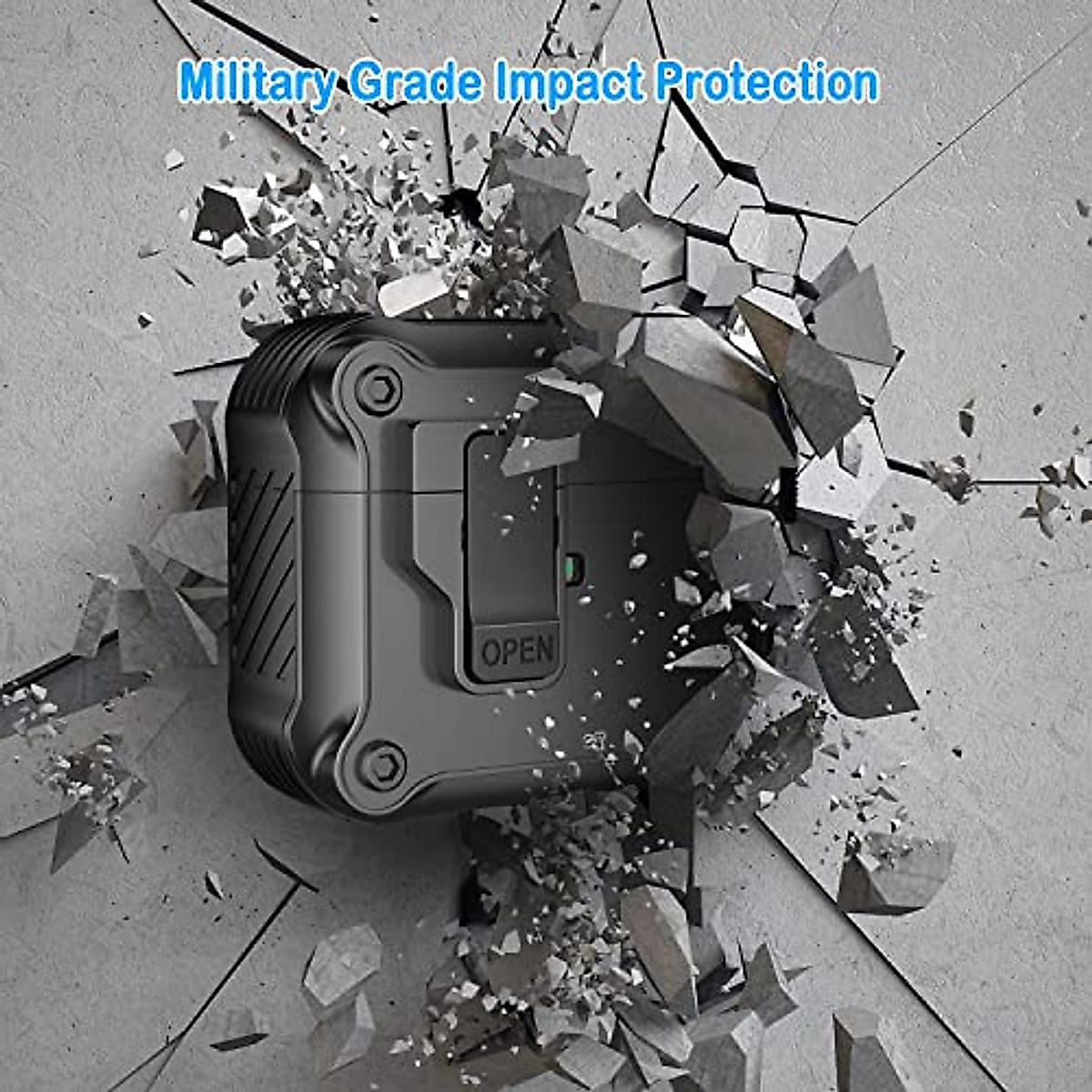 R-fun Airpods 3rd Generation Case with Automatic Secure Lock Clip, Hard Shell Full-Body Protective Airpods 3 Case 2021 for Women Men,Compatible with Apple Airpods 3rd Generation 2021,Black