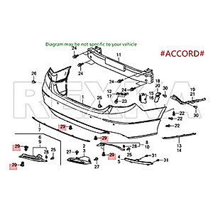 Rexka 40pcs Rear Front Bumper Cover Fender Grille Under Cover Push-Type Retainer Clip Fastener Rivet 91505-TM8-003 for Honda Acura