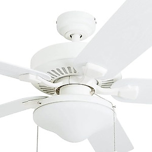 Honeywell Ceiling Fans Belmar 52 Inch Ceiling Fan With Light, Indoor/Outdoor Ceiling Fan with Pull Chain, LED Tri-Mount 5 Blade Design, ETL Damp Rated, White (50513-01)