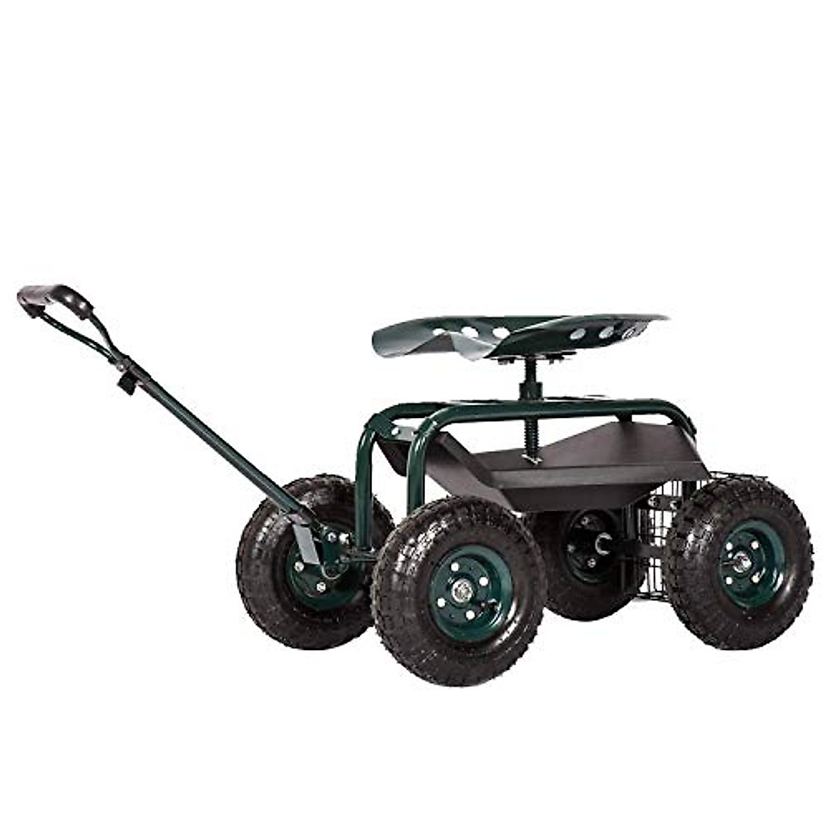 Kinsuite Rolling Utility Garden Cart Patio Wagon with Adjustable 360 Degree Swivel Seat Heavy Duty Steel Frame