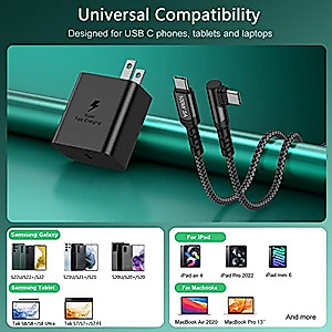 45W USB C Super Fast Charger, Pofesun USB C Wall Charger Super Fast Charging Block for Samsung Galaxy S23 Ultra/S23/S23+/S22 Ultra/S22+/Note 20/S20/S21,Galaxy Tab S7+/S8+,with 10ft 100W Cable-Black